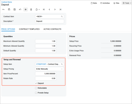 Contract Item Creation: To Create a Deposit Contract Item (Deposit ...