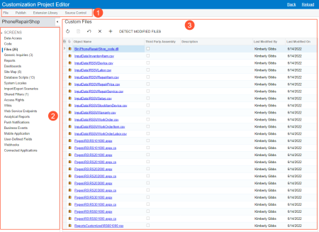 Customization Project Editor