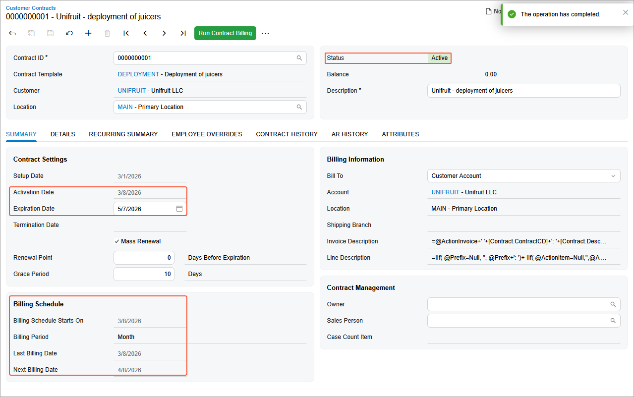 Contract Setup and Activation: To Set Up and Activate a Regular Contract