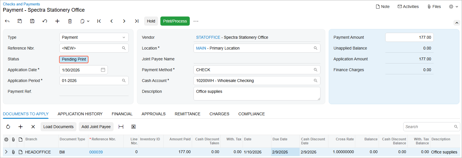 AP Bill Payments: Process Activity