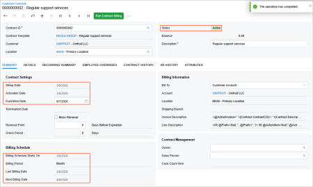 Contract Setup and Activation: To Create and Activate an Empty Support ...