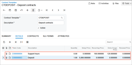 Contract Template Creation: To Create a Deposit Contract Template
