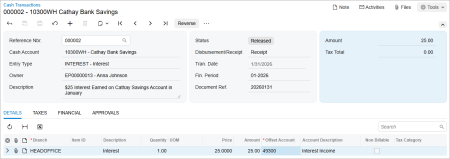 Cash Entries: To Create a Receipt Cash Entry