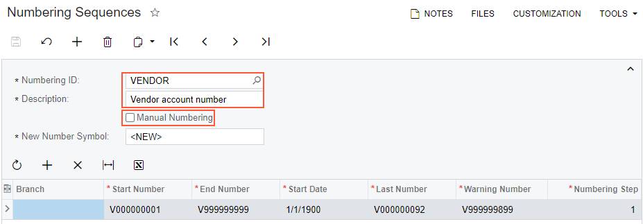 Importing Records with Automatic Numbering (Vendors)