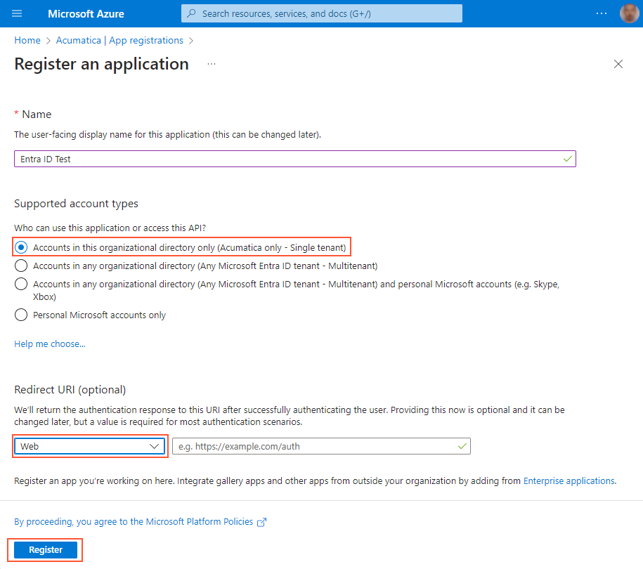 To Configure Microsoft Azure for Integration with Your Acumatica ERP ...