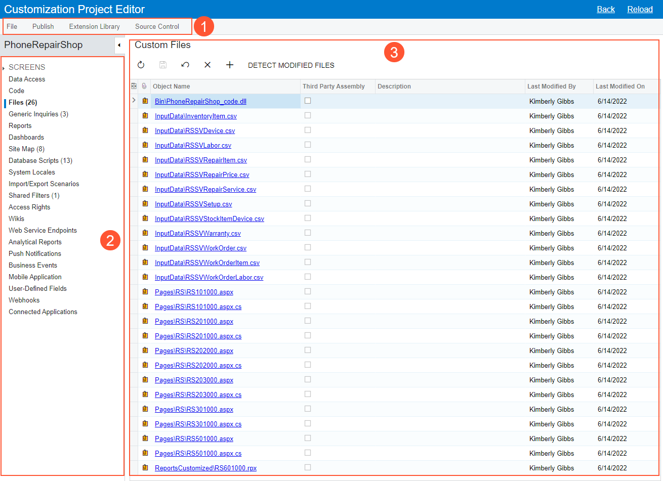 Customization Project Editor