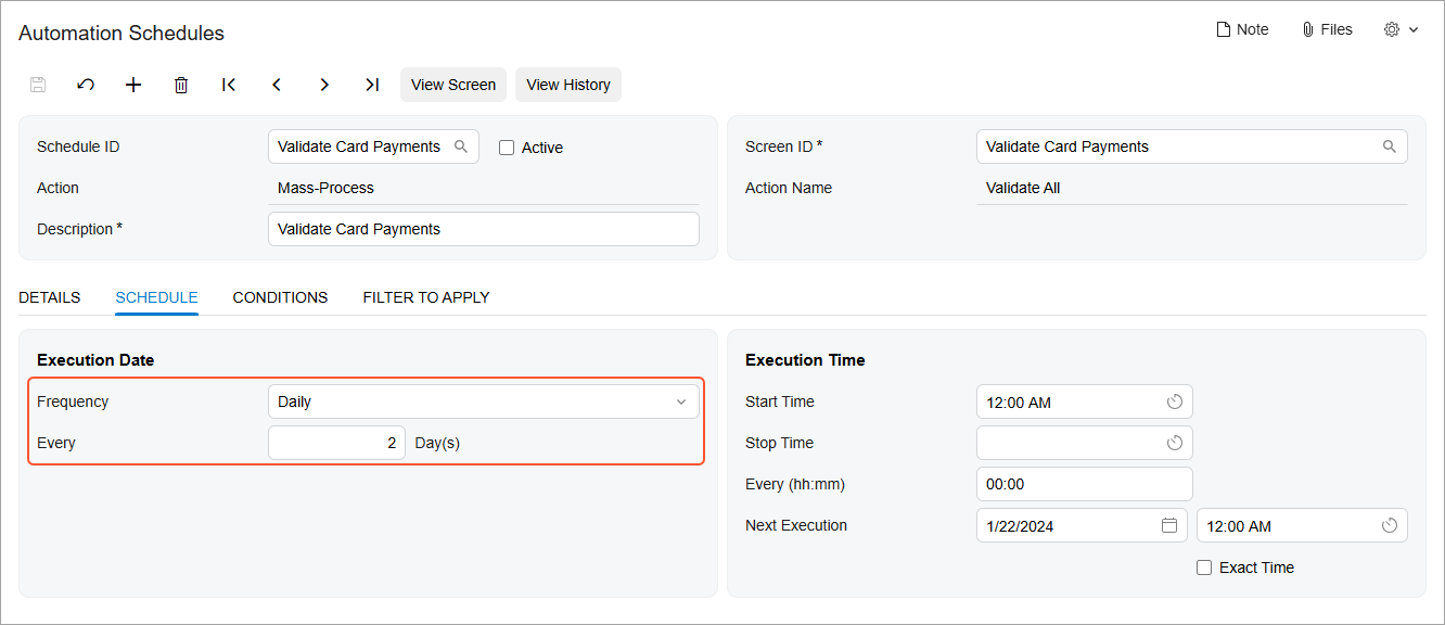 Automated Processing: Schedule Types